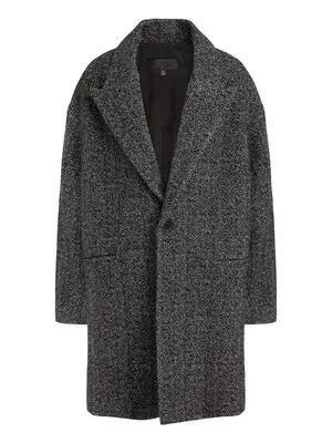 NILI LOTAN Vincent Herringbone Wool Coat - Black