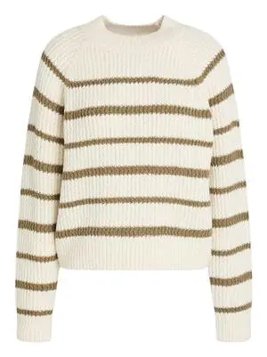 Vince Striped Ribbed Cotton-blend Sweater - Off-white