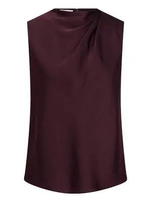 Vince Pleated Satin-crepe Top - Merlot