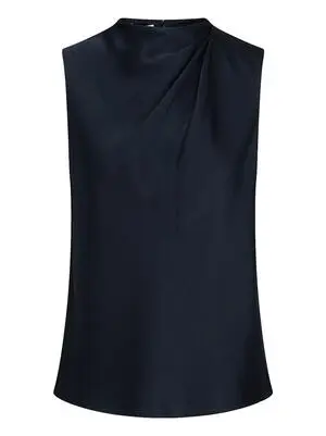 Vince Pleated Satin-crepe Top - Navy