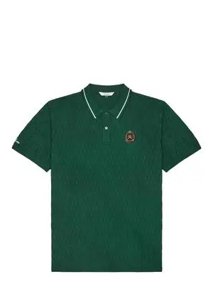MALBON Crest Knit Polo Green