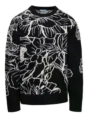 3.PARADIS Floral-embroidered Sweater - Black