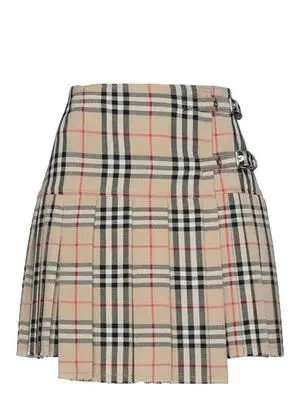 Burberry Wool Mini Wrap Skirt - Beige