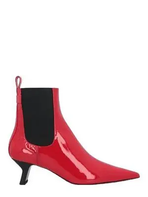 MSGM Leather Ankle Boots - Red