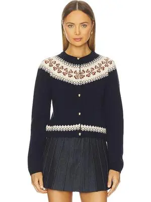 FRAME Cashmere Fairisle Cardigan - Navy