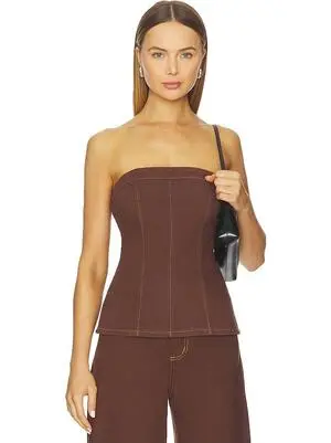 SNDYS Lex Denim Corset Top - Chocolate