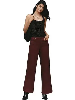 Paige Anessa High-rise Wide-leg Raw-hem Jeans - Vintage Dark Oxblood