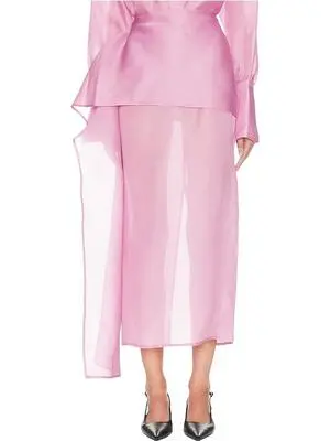 HELSA Silk Gazar Skirt With Draped Accent - Ash Rose