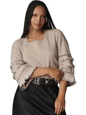 CONDITIONS APPLY Lace-Trim Long-Sleeve Top