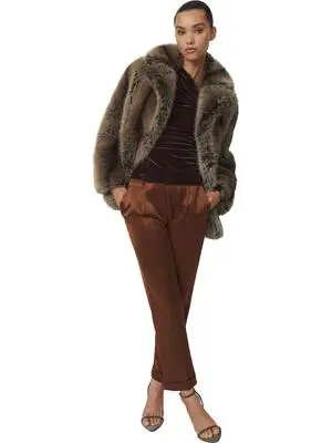 REISS Laila Faux-fur Coat - Brown