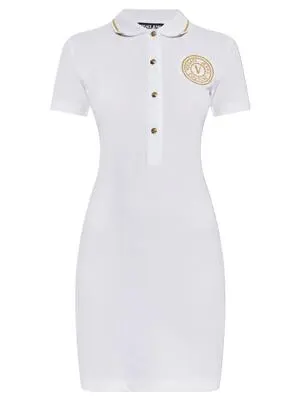 Versace Polo Dress With Embroidered Logo - White
