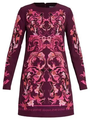 Versace Barocco Print Mini Dress - Burgundy
