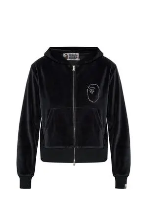 A BATHING APE Velour Zip-up Hoodie - Black