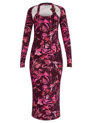 Versace Versace Jeans Couture Barocco Print Midi Dress Burgundy
