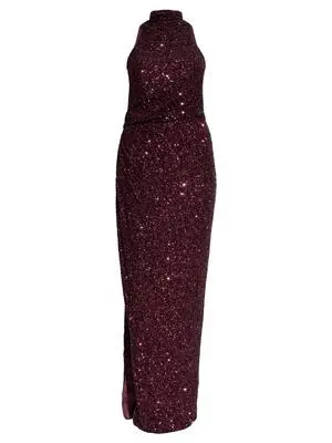 Balmain Sleeveless Sequin Gown - Burgundy