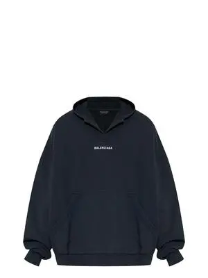 Balenciaga Oversized Fleece Hoodie - Black