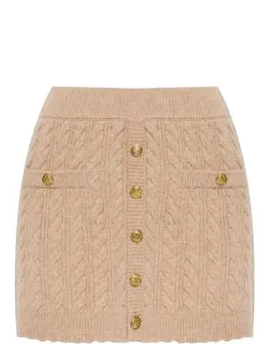 LoveShackFancy Berritt Knit Mini Skirt - Beige