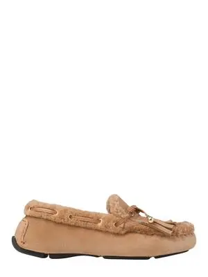 JIMMY CHOO Velvet Suede Loafers With Shearling - Toffee/toffee