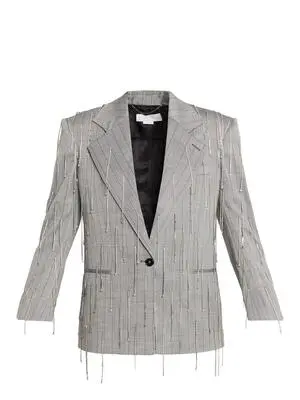 STELLA MCCARTNEY Pinstripe Rhinestone Embroidered Oversized Blazer