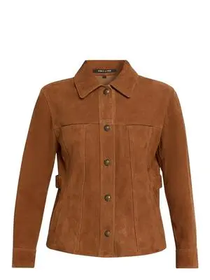 KOBI HALPERIN Darius Button-Down Suede Blouse