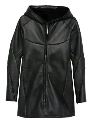 ISAAC SELLAM EXPERIENCE Hooded Panelled Coat - Black