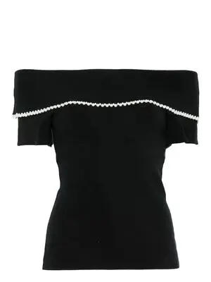 BY MALENE BIRGER Off-shoulder Beaded Top - Black