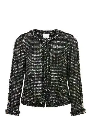 WEILL PARIS Fringed Tweed Jacket - Black
