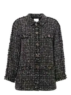 WEILL Fringed Tweed Overshirt - Black