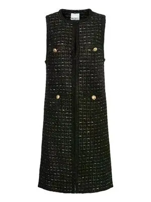 WEILL Tweed Effect Long Gilet - Black