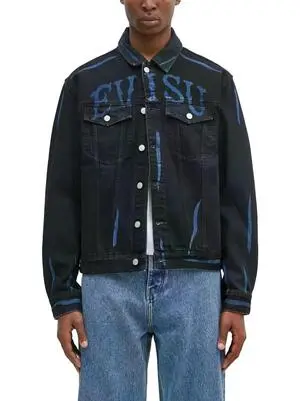 EVISU Graphic Print Buttoned Jacket - Black
