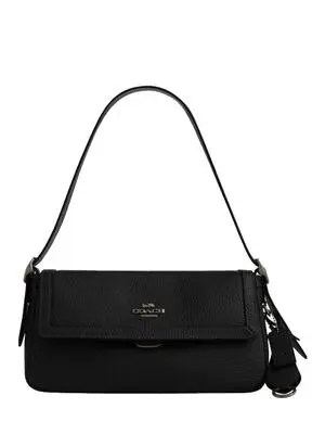 COACH® Etta Small Flap Shoulder Bag Pebbled Leather/gunmetal/black