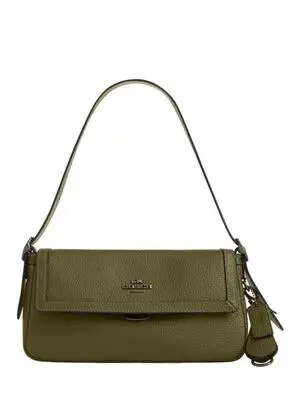 COACH® Etta Small Flap Shoulder Bag Pebbled Leather/gunmetal/olive