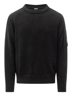 C.P. COMPANY Wool Sweater With Pocket And Lens Detail - Black