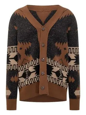 Alanui Wool Jacquard Cardigan - Black