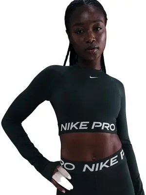 Nike Pro Dri-fit Cropped Long-sleeve Top - Green