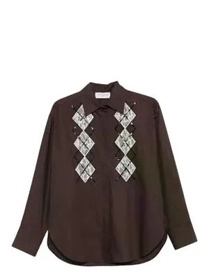 ERMANNO FIRENZE Sequin-embellished Shirt - Brown