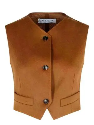 Max Mara Buttoned Buckle Edda Vest - Brown