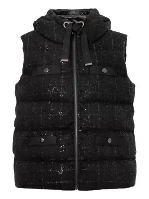 WEILL Tweed Down Gilet - Black