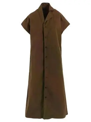 Y’s Short-sleeve Button-front Dress - Brown