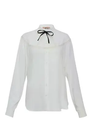N°21 Ruffled Lace-detail Blouse - White