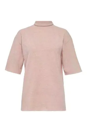 JIL SANDER Mock-neck Cashmere T-shirt - Pink