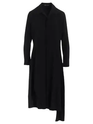 Y’s Crepe Shirt Midi Dress - Black