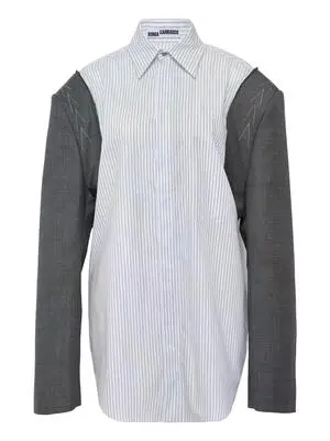 SONIA CARRASCO Striped Tailored-sleeve Shirt - White
