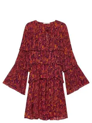 Malìparmi Floral-print Tie-ruffle Mini Dress - Red