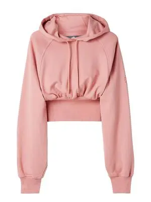 Adidas By Stella McCartney Cropped Organic Cotton-jersey Hoodie - Pink