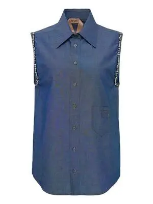 N°21 Crystal-embellished Sleeveless Top - Blue