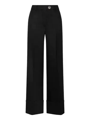 Malìparmi Button-fastening Trousers With Cuffed Hems - Black