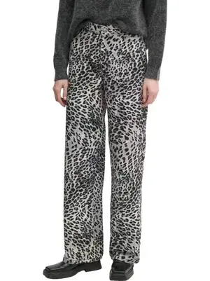 GESTUZ Leora Leopard Print Jeans - Grey