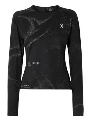 On Printed Recycled-jersey Top - Black