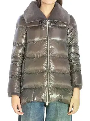 Herno A-shape Coat With Faux-fur Collar - Grey